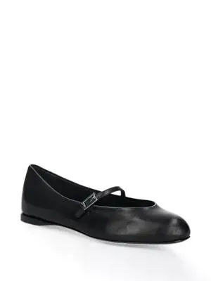 Max Mara Buckle-strap Leather Ballet Flats