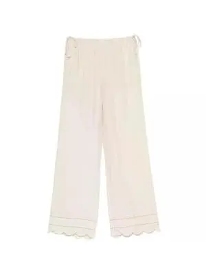 THE GARMENT Darling Scalloped-edge Side-tie Trousers - Neutrals