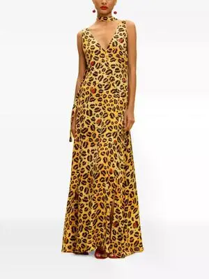 ALESSANDRO ENRIQUEZ Leopard-print Sleeveless Maxi Dress