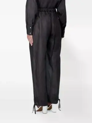120% Lino Drawstring-waist Palazzo Pants