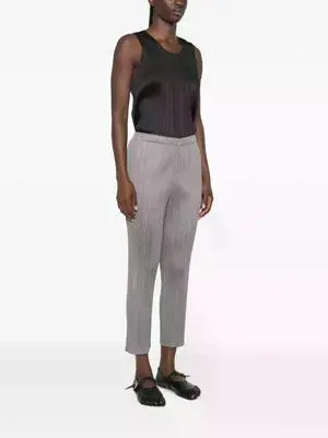 Issey Miyake Pleated-design Cropped Trousers