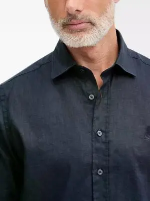 Karl Lagerfeld Embroidered-logo Button-down Linen Shirt
