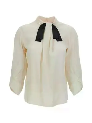 Elisabetta Franchi Pussy-bow Long-sleeve Blouse - Neutrals