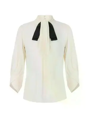 Elisabetta Franchi Pussy-bow Long-sleeve Blouse - Neutrals