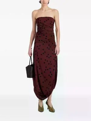 Proenza Schouler Nayara Printed Dot Stretch Viscose Dress - Brown