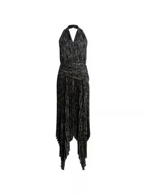 Proenza Schouler Paulina Pleated Georgette Halter Dress - Black