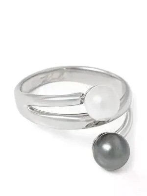 Karl Lagerfeld Faux-pearl Open-band Ring - Silver