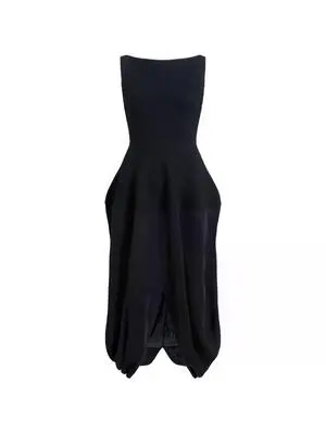 Proenza Schouler Sukki Draped Viscose Dress With Bubble Hem And Slits - Black