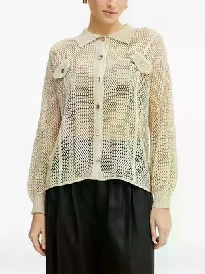 FRACOMINA Open-knit Button-up Cardigan - Neutrals