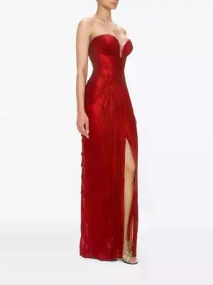 MARIA LUCIA HOHAN Noor Pleated Lace-up Maxi Dress - Red
