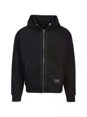 Fendi Cotton Hoodie With Leather Detailing - Blue