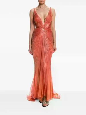 MARIA LUCIA HOHAN Corinna Draped Maxi Dress In Peach Fizz - Orange