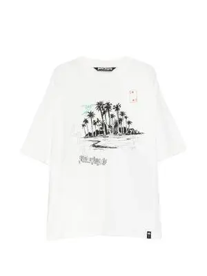 Palm Angels Graphic-print Rhinestone-embellished T-shirt - White