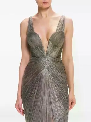 MARIA LUCIA HOHAN Corinna Pleated Silk-blend Maxi Dress - Grey