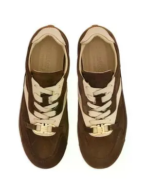 FERRAGAMO Gancini Ornament Suede Sneakers - Brown