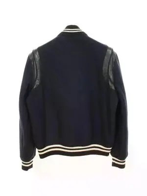 Saint Laurent Varsity Bomber Jacket With Leather Trim