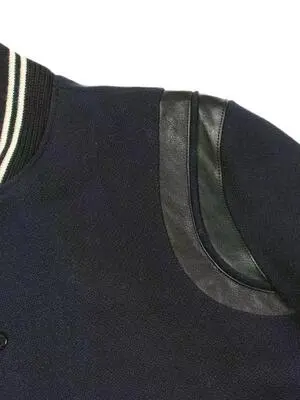 Saint Laurent Varsity Bomber Jacket With Leather Trim