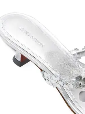 Amina Muaddi Janis Floral-appliqué Hourglass Sandals - White