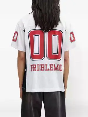 NO PROBLEMO Logo-print Mesh Straight Fit T-shirt