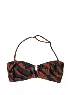 MULLER OF YOSHIOKUBO Zebra-print Halterneck Bikini Top - Brown
