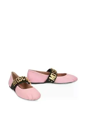 Moschino Lettering Leather Ballet Flats