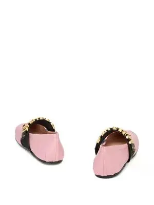 Moschino Lettering Leather Ballet Flats