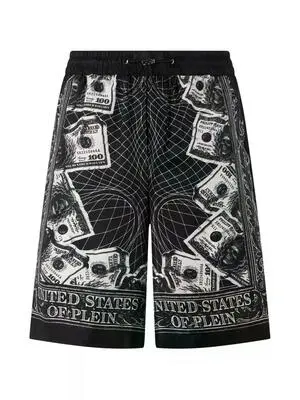 Philipp Plein Skull Dollar-print Shorts - Black