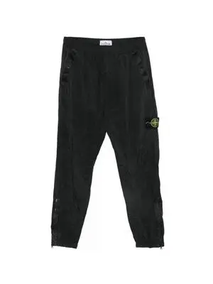 Stone Island Logo-patch Crinkled Track Pants - Black