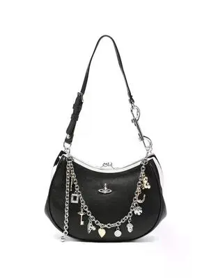 VIVIENNE WESTWOOD Charm Embellished Leather Shoulder Bag - Black
