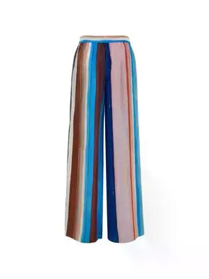 Fendi Stripe-print Silk Palazzo Pants