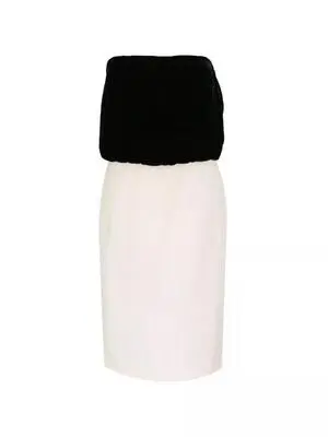 TOM FORD Strapless Velvet-panel Dress - Neutrals