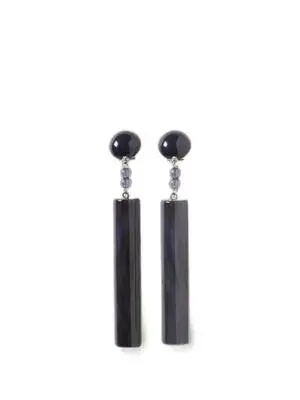 Emporio Armani Marbled-effect Logo-print Earrings - Silver