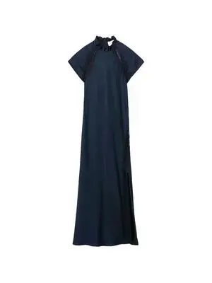 Claudie Pierlot Lace-trim Ruffled Maxi Dress - Blue