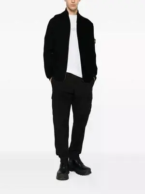 Stone Island Ribbed Knit High Neck Zip Sweater