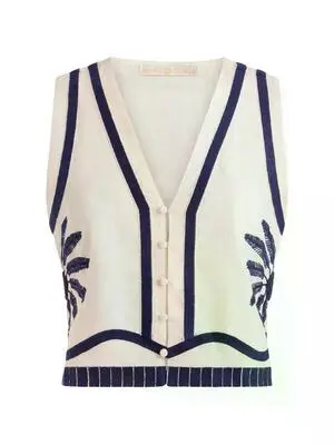 MARIE OLIVER Zahara Embroidered Sleeveless Top - Neutrals