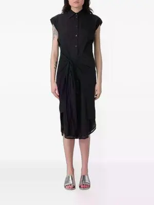 TELA Knot-detail Midi Shirt Dress - Black