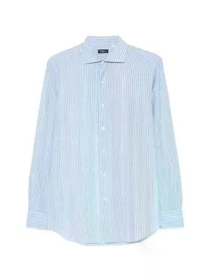 FINAMORE 1925 Vertical-stripe Long-sleeve Shirt - Blue