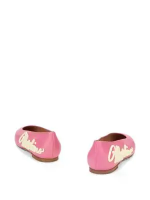 Moschino Logo-patch Pointed-toe Ballet Flats