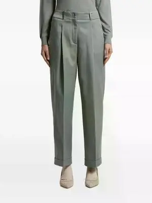 Peserico Pleated Turn-up Trousers - Green