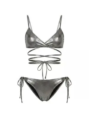 Attico Criss-cross Wrap-around Bikini Set - Silver