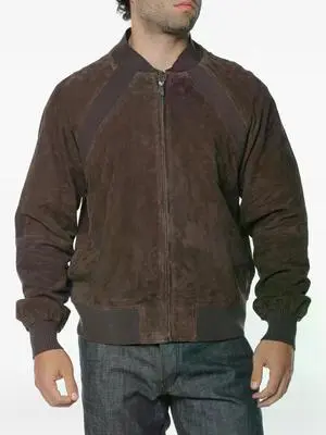 TRUSSARDI Suede Bomber Jacket - Brown