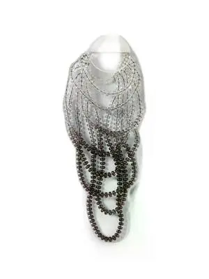 Emporio Armani Ombré Effect Multi-strand Beaded Necklace - Grey