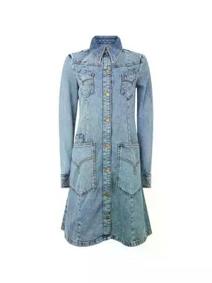 Moschino Button-up Flared-skirt Mini Dress - Blue
