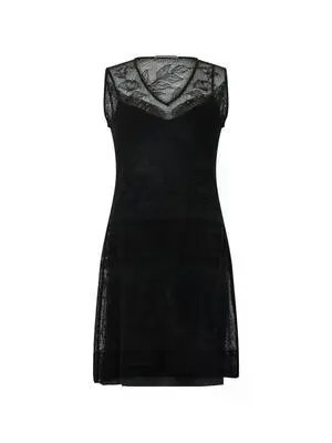 Alberta Ferretti Sleeveless Mini Dress With Lace Panels - Black