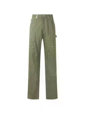 Moschino Contrast-stitch Straight-leg Trousers - Green