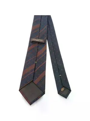 LOUIS VUITTON Monogram Striped Silk Neck Tie - Blue