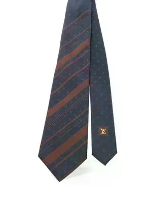 LOUIS VUITTON Monogram Striped Silk Neck Tie