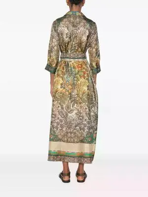 PIERRE-LOUIS MASCIA Khaki Green Floral Print Dress