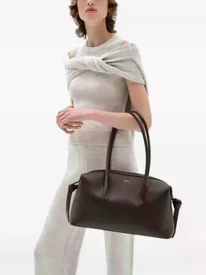 Yuzefi Brioche Grained Leather Shoulder Bag - Brown