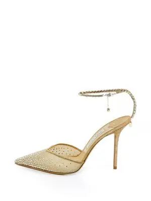 JIMMY CHOO Saeda Crystal-embellished Stiletto Pumps - Gold